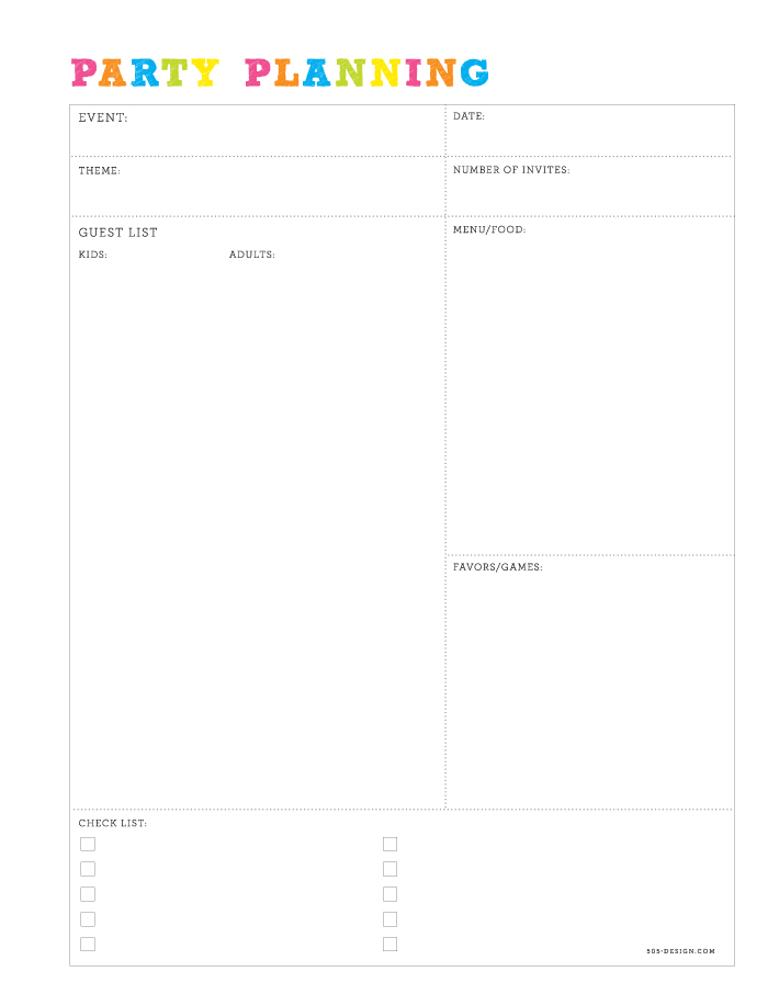 Party Planning Checklist FREE Printable Party Planner 505 Design Inc Party Planning Checklist FREE Printable Party Planner 505 Design Inc