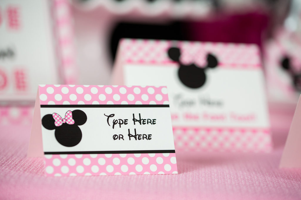 Minnie Mouse Party Food Labels in Pink – 505 Design, Inc