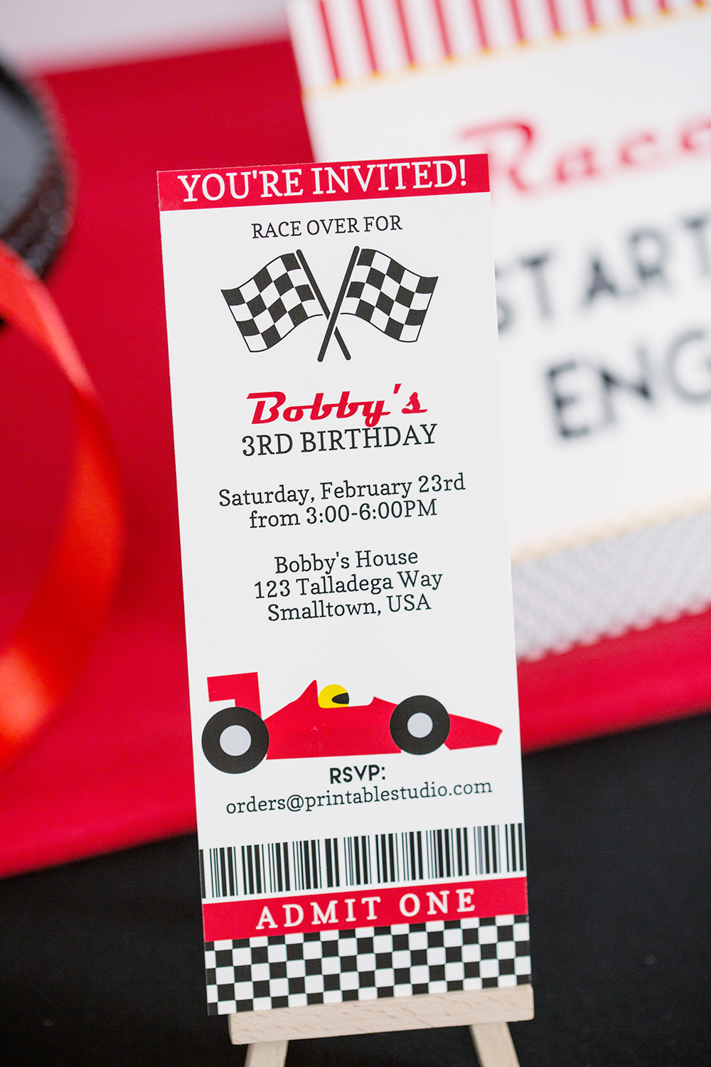 Printable Race Car Invitations
